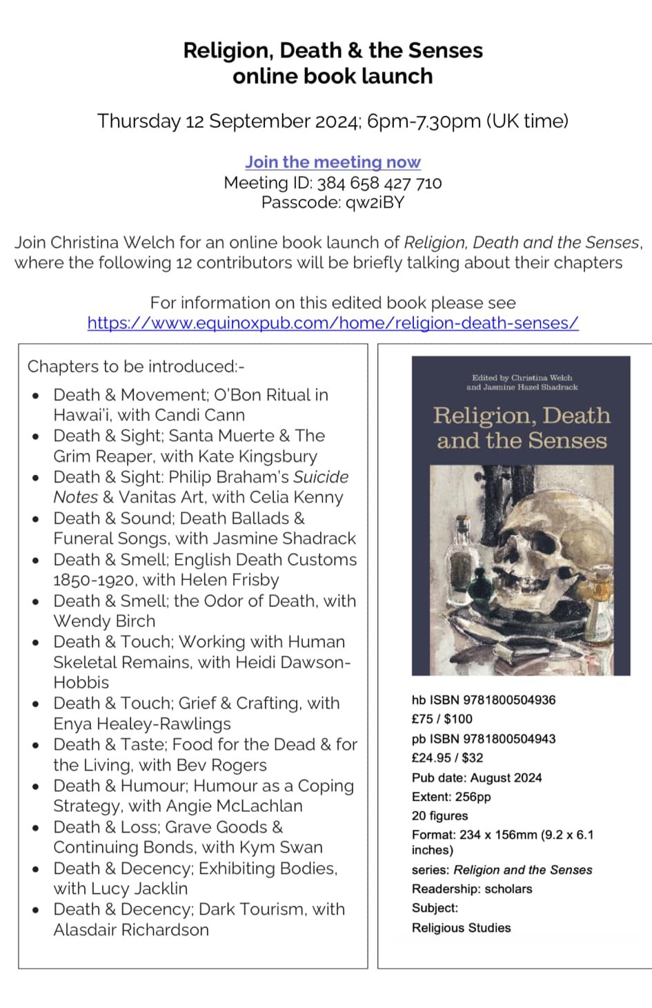 Religion, Death and the Senses – The National Coalition of Independent ...